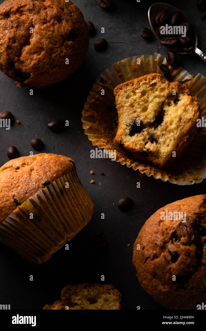 Coffee muffins dessert, food background, bakery themes Stock Photo - Alamy