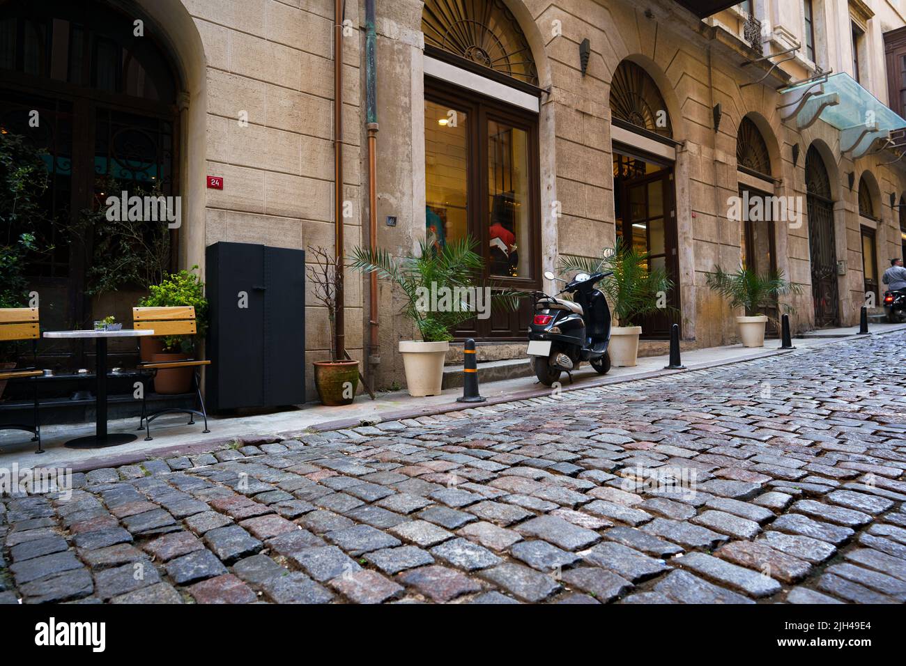 Empty cobble stone paving street in Istanbul, Turkey Stock Photo - Alamy