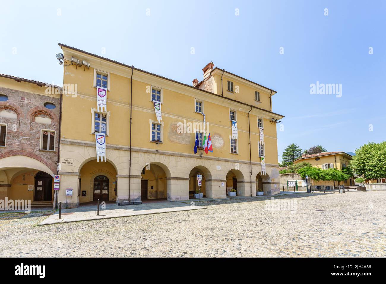 Avigliana, Italy. June 18, 2022. Exterior view of the Piazza Conte ...