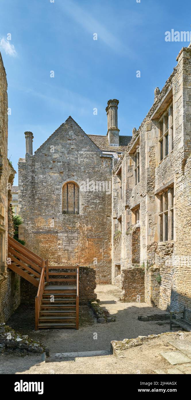 Remnants of the service wing in a dilapidated and ruined english ...