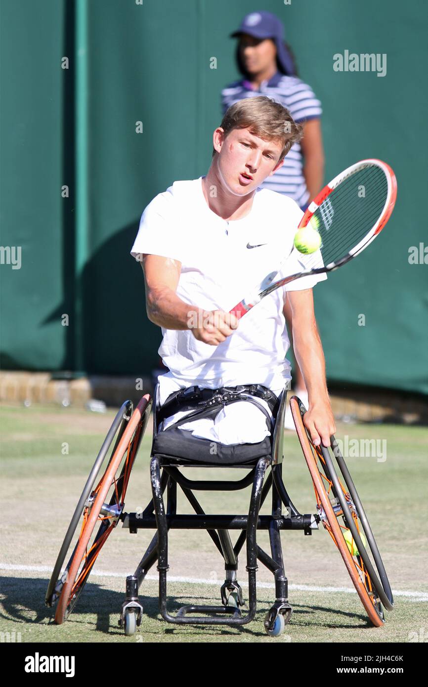 In the Quad Wheelchair singles final at Wimbledon 2022 Niels Vink of ...
