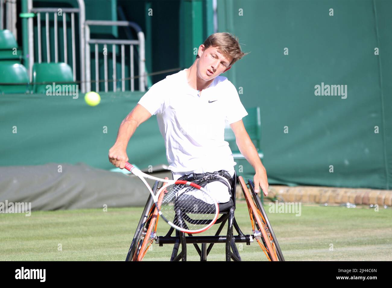 In the Quad Wheelchair singles final at Wimbledon 2022 Niels Vink of ...