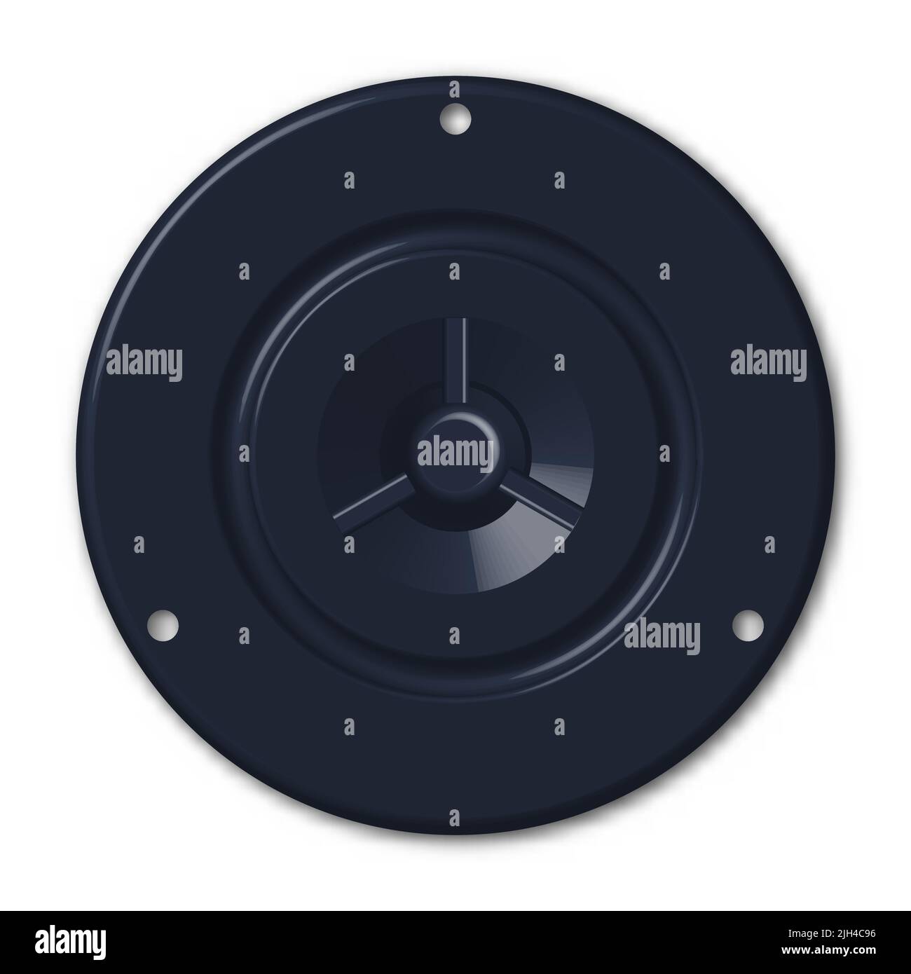 Photorealistic music speaker isolated on white background. Front view ...