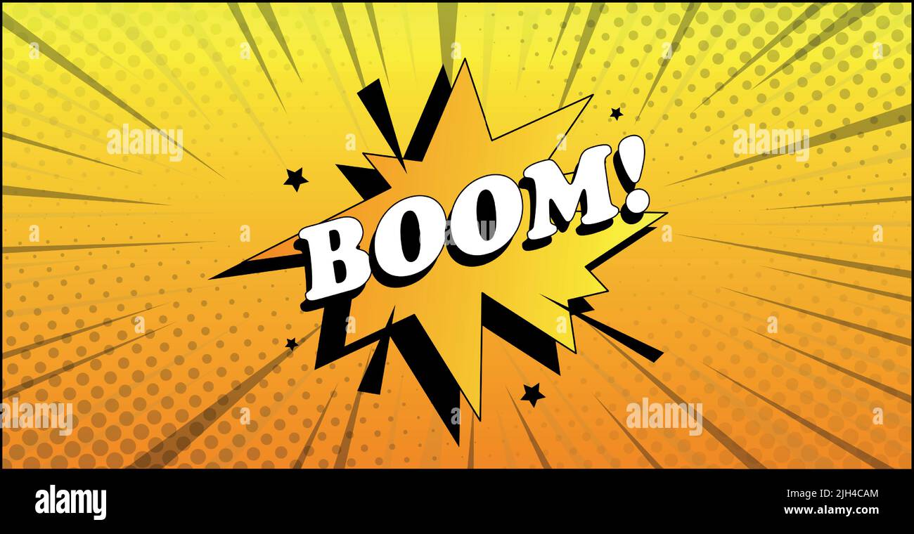 Comic lettering BOOM on white background - Vector illustration Stock ...