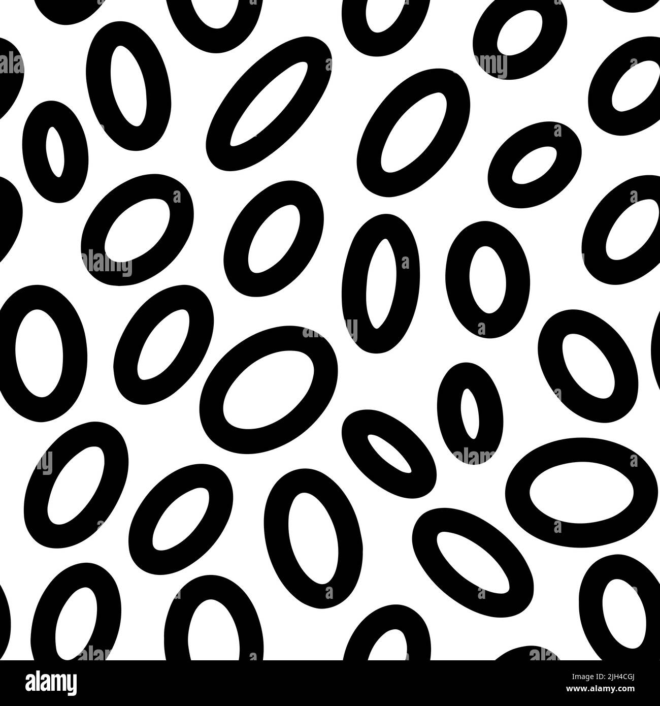 Seamless neutral oval pattern. Black hand-drawn rings isolated on white ...