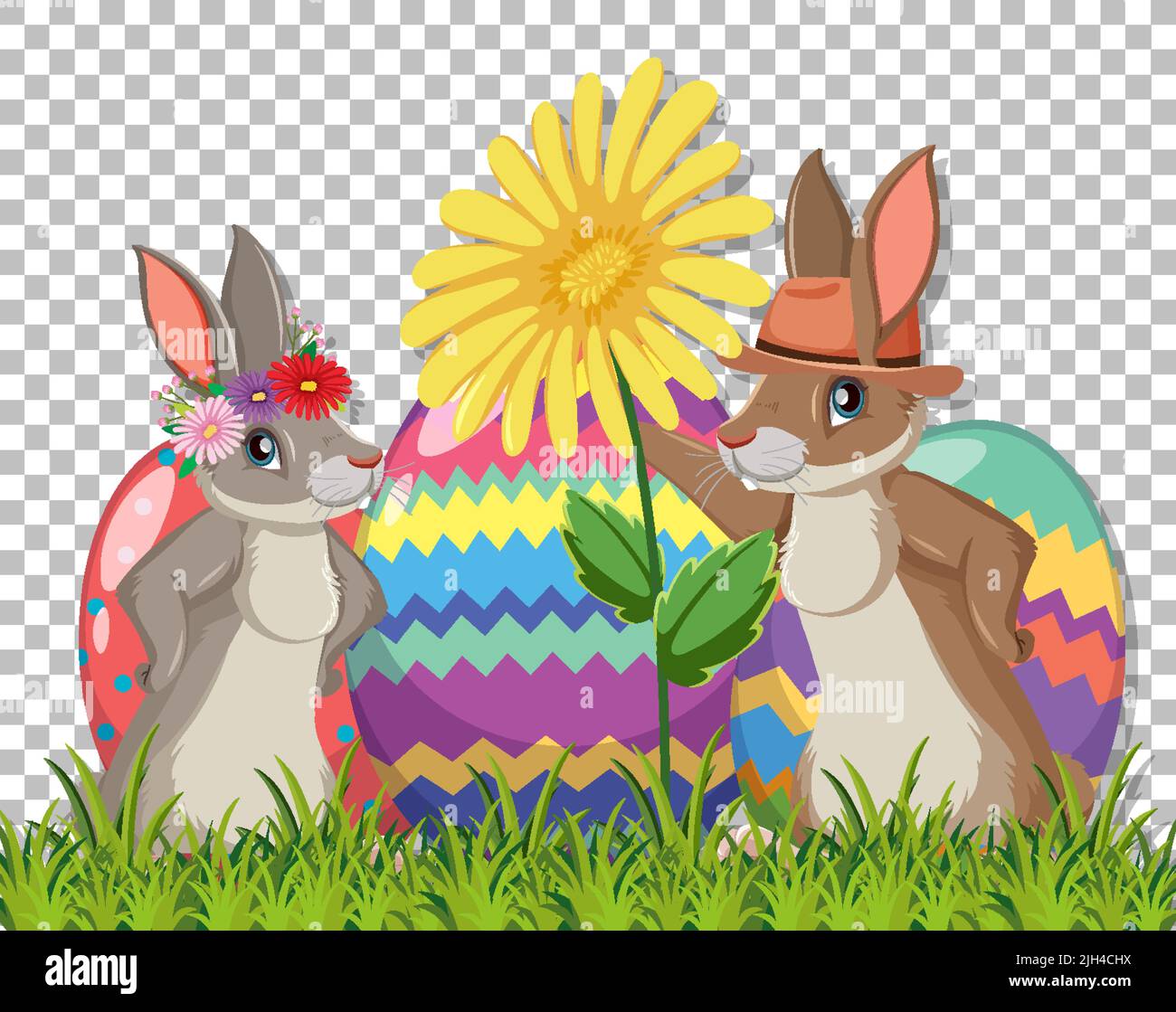 Cute rabbit on grid background illustration Stock Vector Image & Art ...