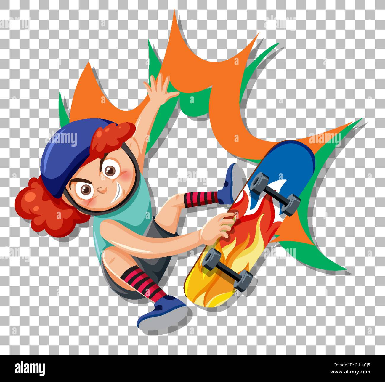 Girl on skateboard cartoon character illustration Stock Vector Image ...