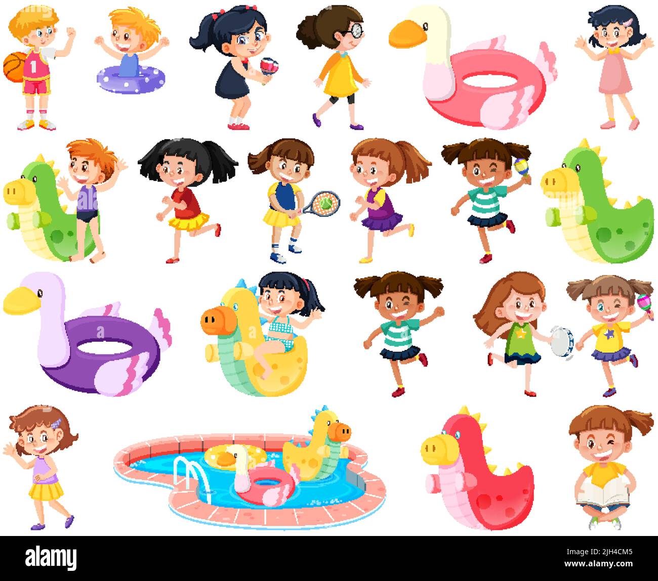 Set of children doing different activities illustration Stock Vector ...