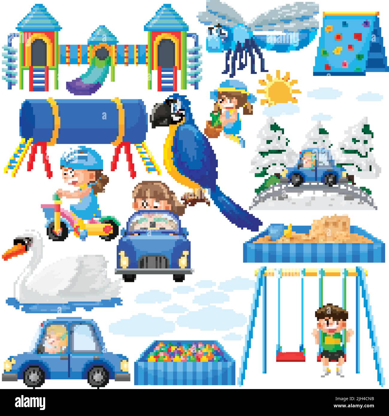 Set of different objects in blue illustration Stock Vector Image & Art ...