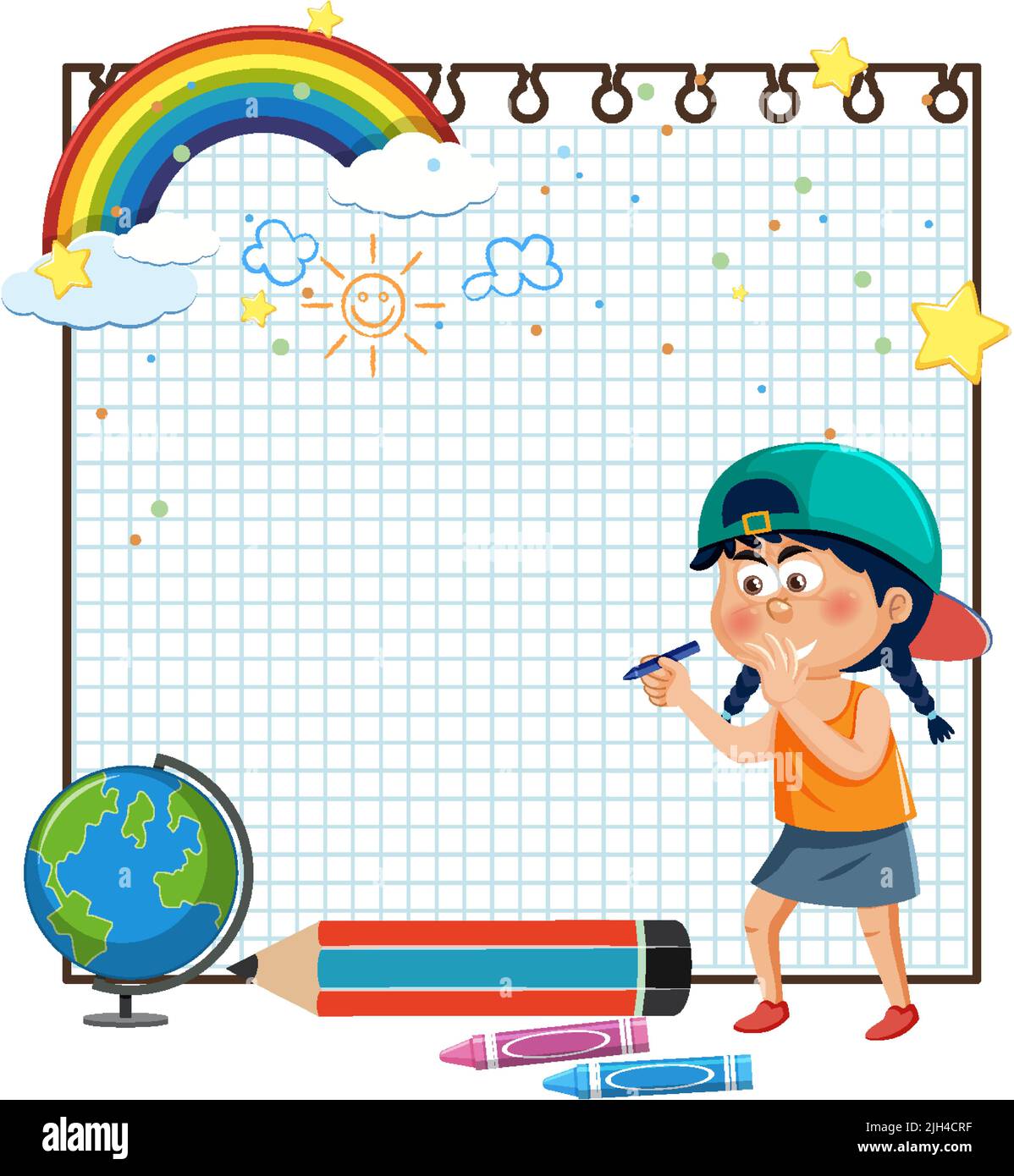 Empty board template with cartoon character illustration Stock Vector ...