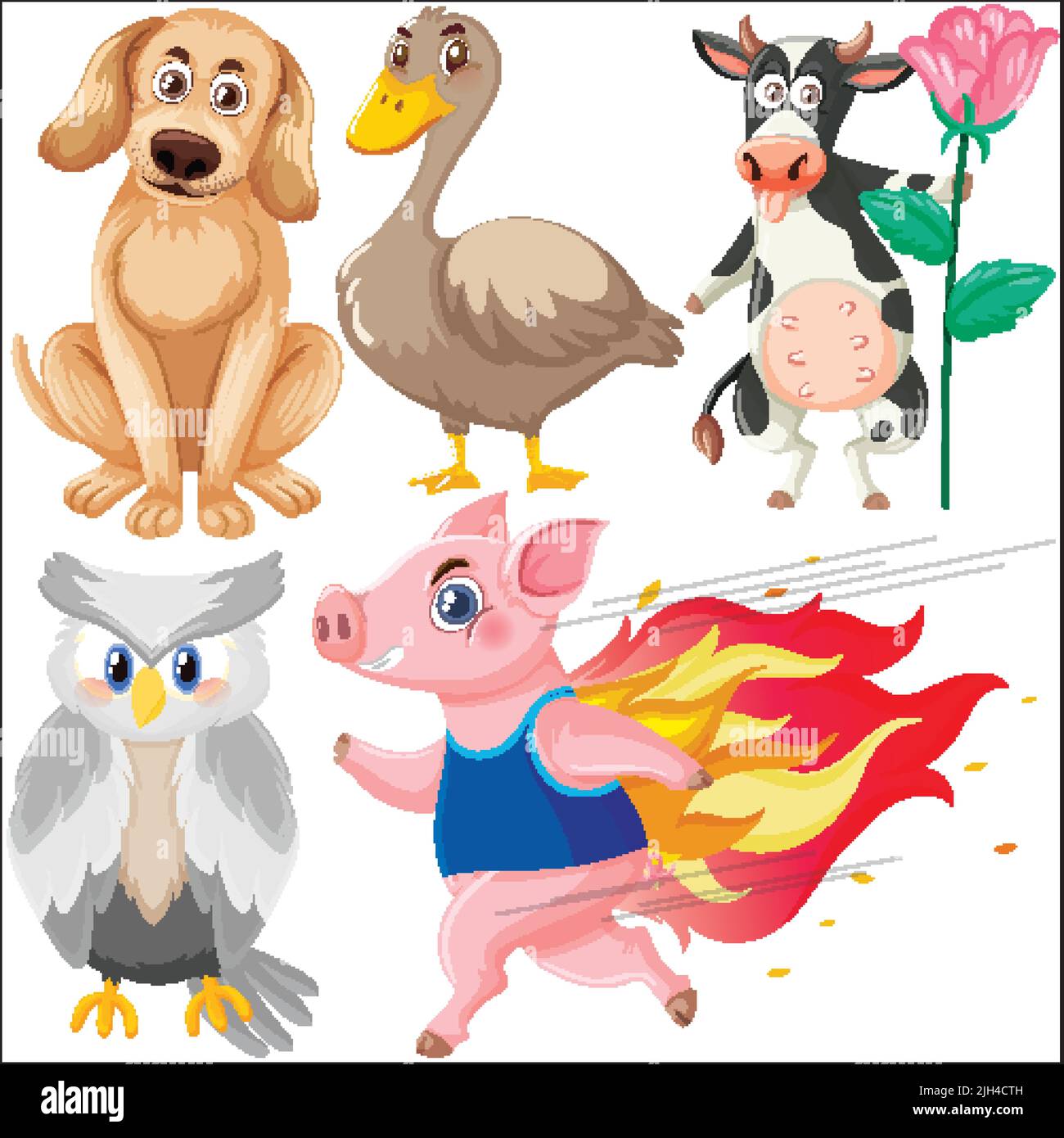 Set of various wild animals in cartoon style illustration Stock Vector ...
