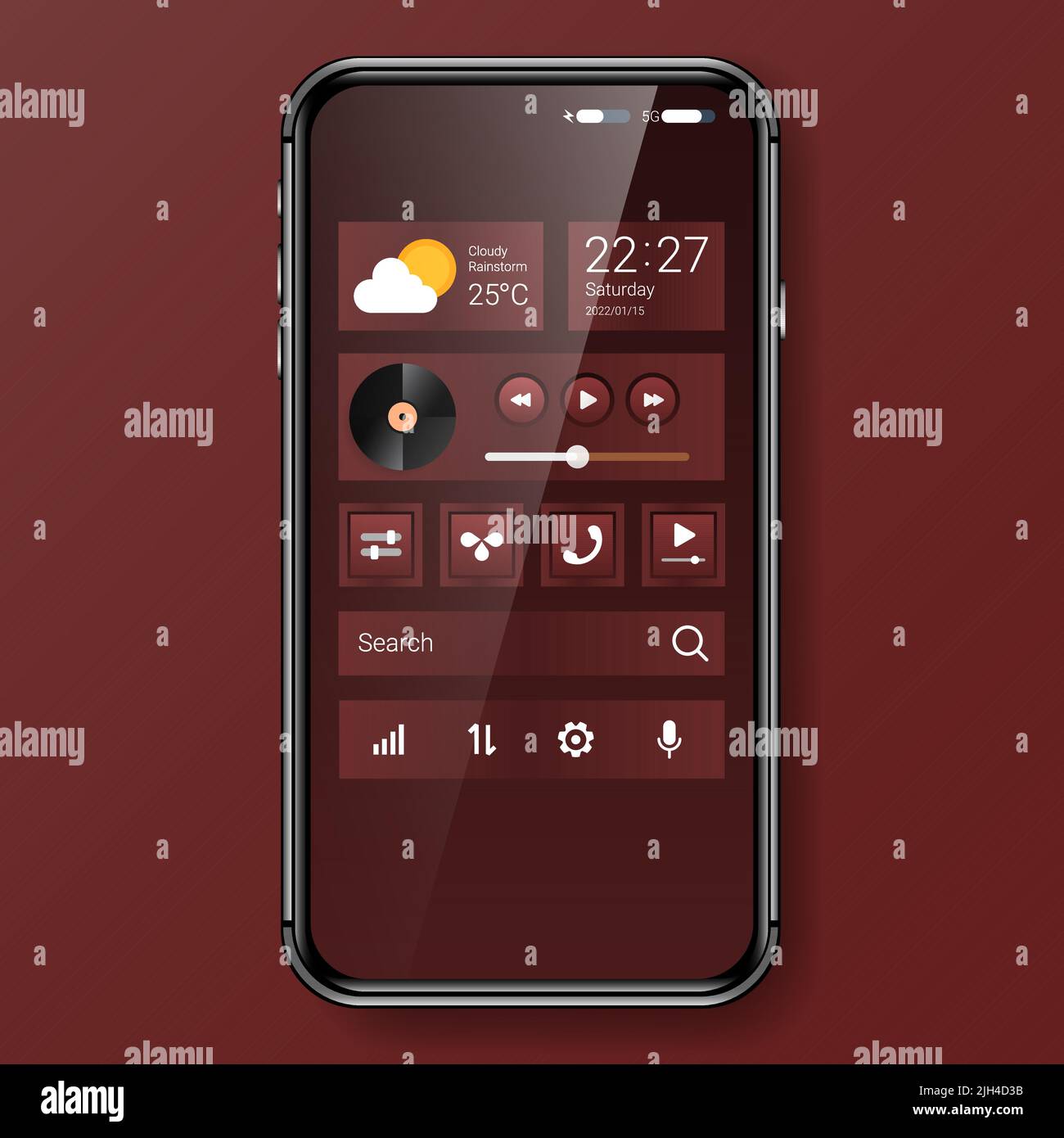 red widget menu user interface realistic Stock Vector Image & Art - Alamy