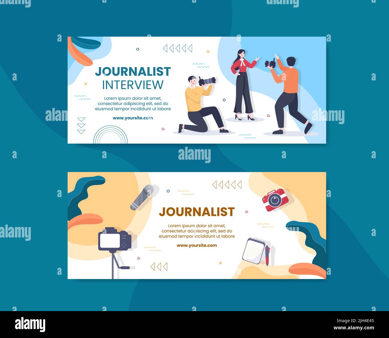 Journalism or Social Broadcasting Horizontal Banner Template Flat ...