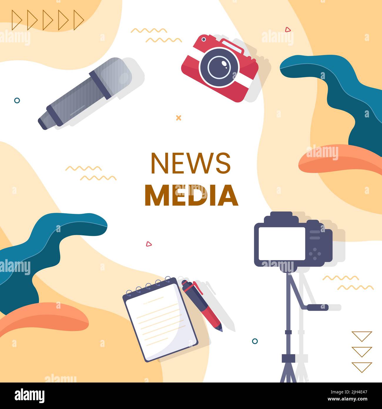 Journalism or Social Broadcasting Social Media Template Flat Cartoon ...