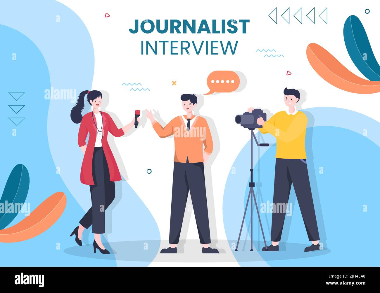 Journalism or Social Broadcasting Social Media Template Flat Cartoon ...