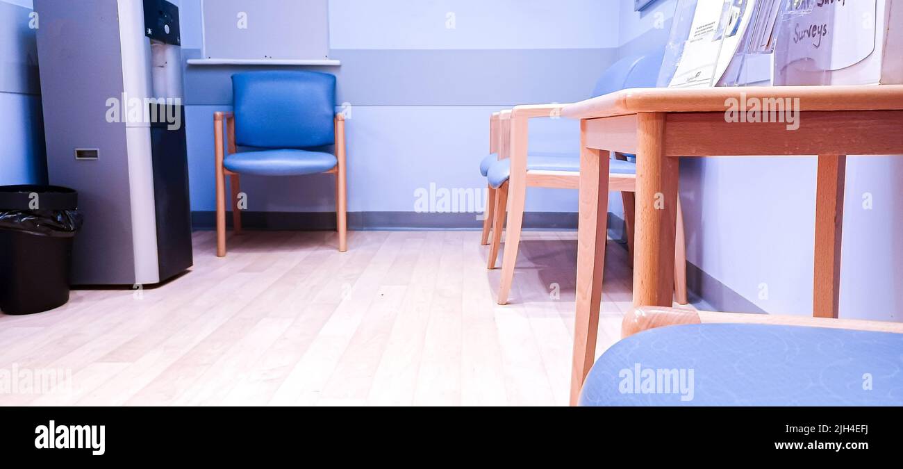 An empty hospital waiting room. A place for visitors and patients to ...