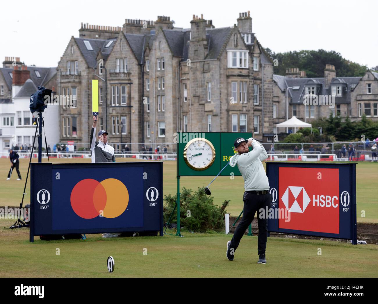 England's Tyrrell Hatton tees off the 2nd during day two of The Open at ...