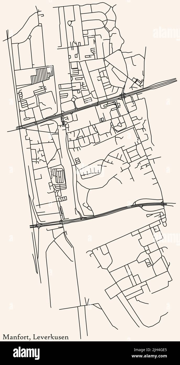 Street roads map of the MANFORT DISTRICT, LEVERKUSEN Stock Vector Image ...