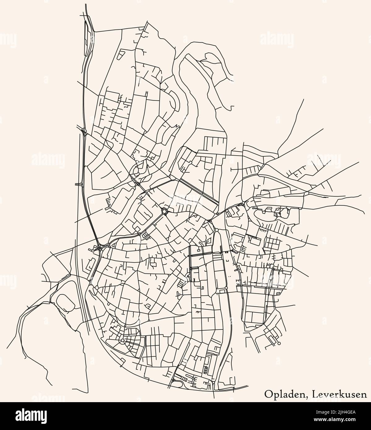 Street roads map of the OPLADEN DISTRICT, LEVERKUSEN Stock Vector Image ...