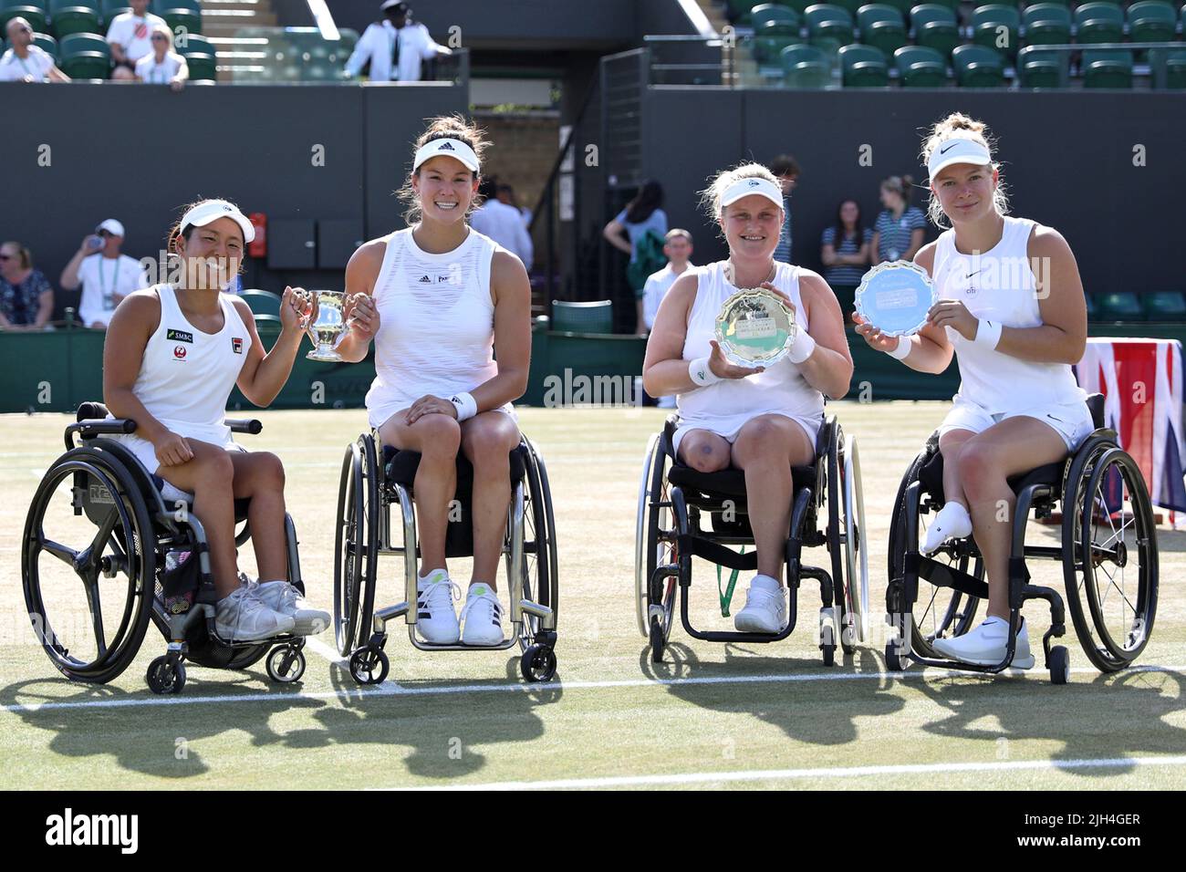 (L to R) Yui Kamiji of Japan and Dana Mathewson of the U.S.A. won the ...