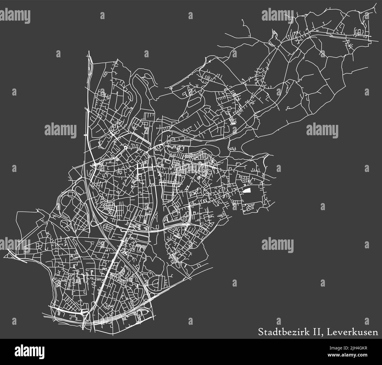 Street roads map of the STADTBEZIRK II BOROUGH, LEVERKUSEN Stock Vector ...