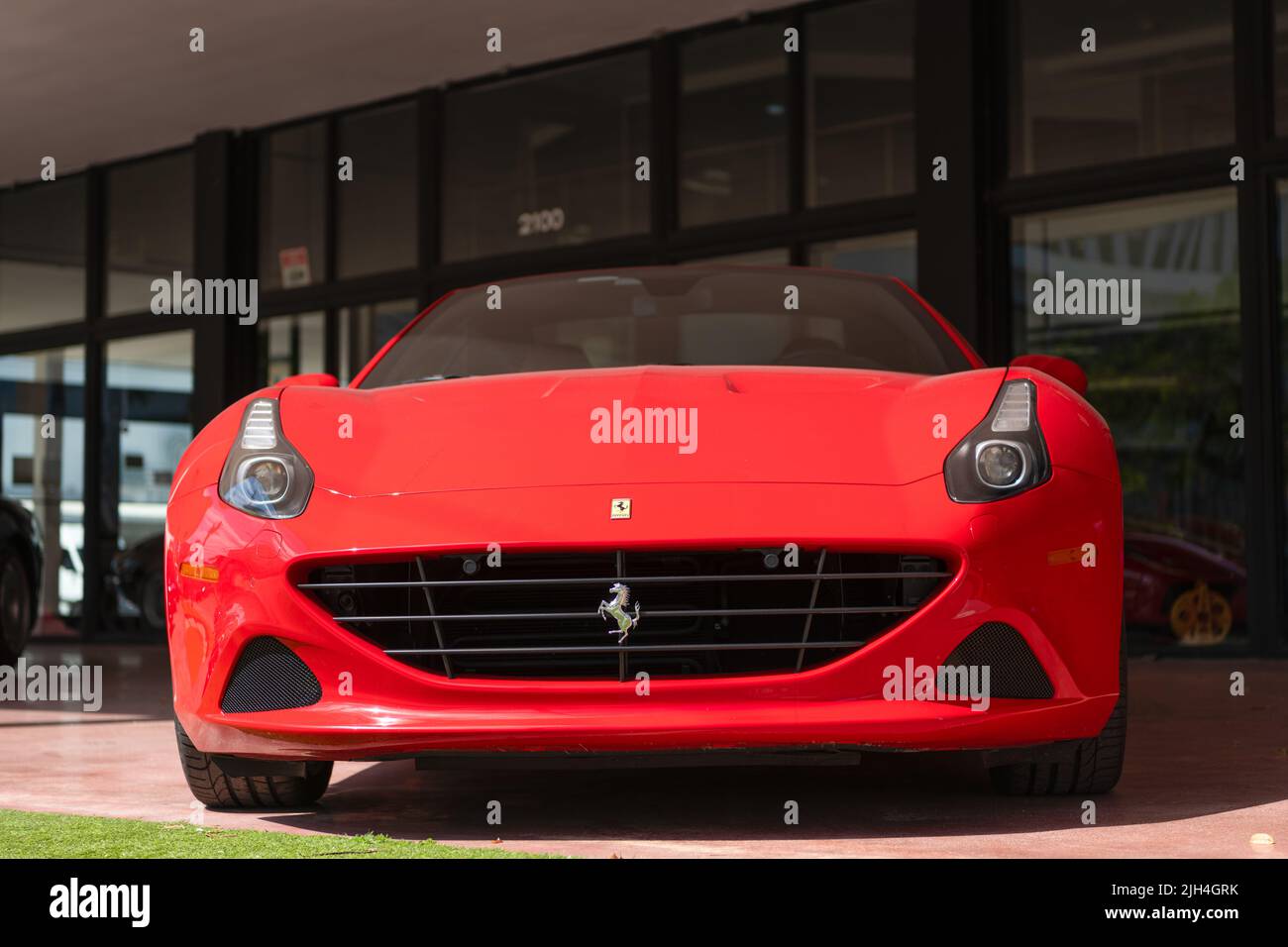 Miami Beach, Florida USA - April 15, 2021: red Ferrari California ...