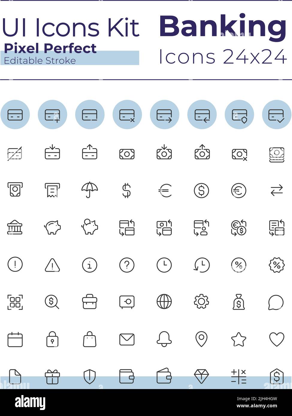 Banking and finance pixel perfect linear ui icons set Stock Vector ...