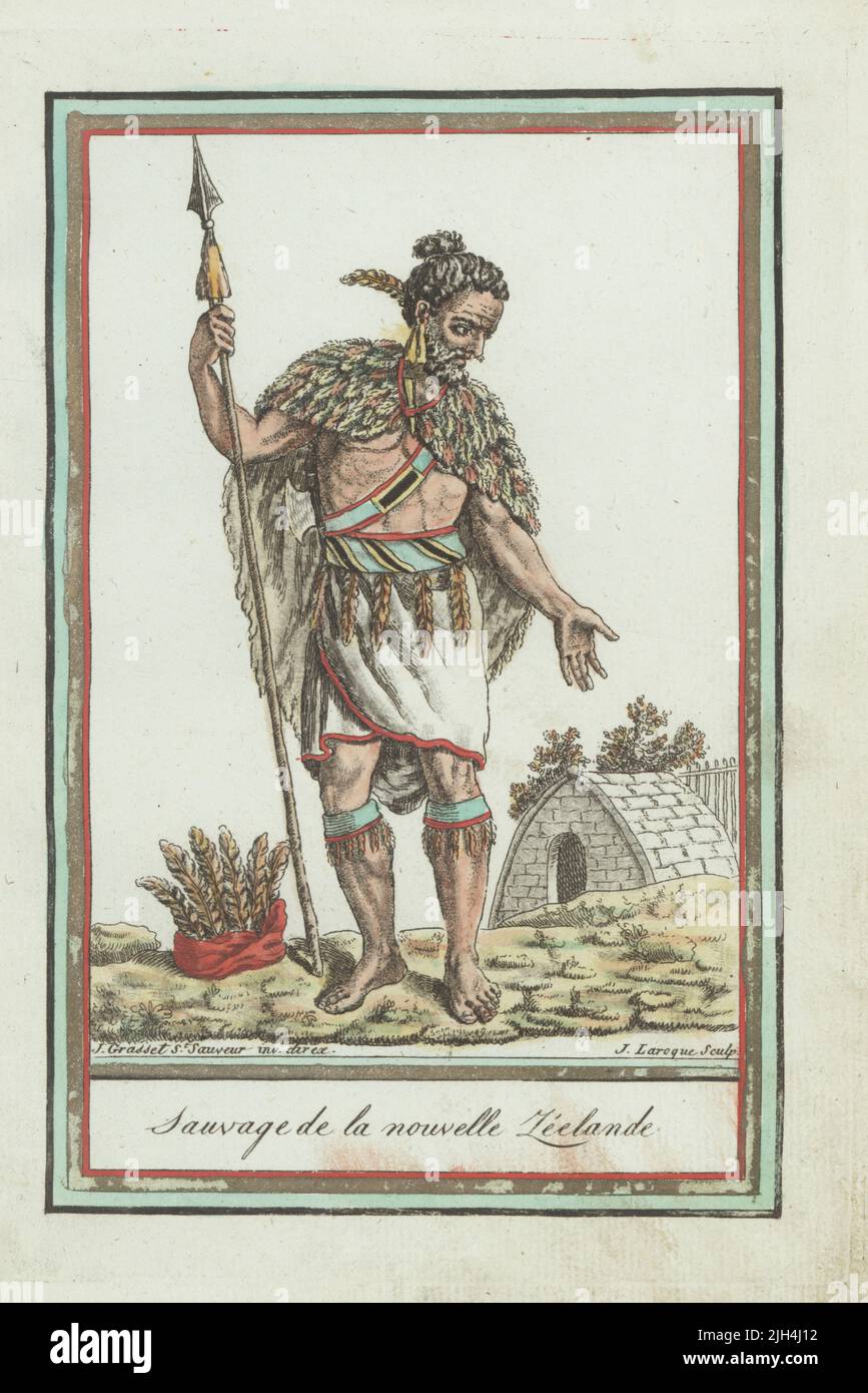 Maori man of New Zealand with beard. In feather cloak Kakahu and woven ...