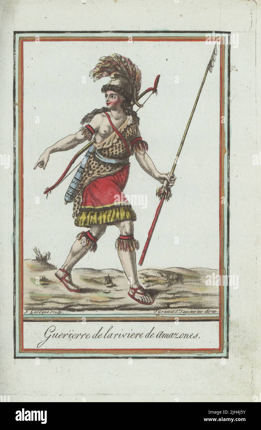 Costume of a female warrior of the River of the Amazons, South America ...