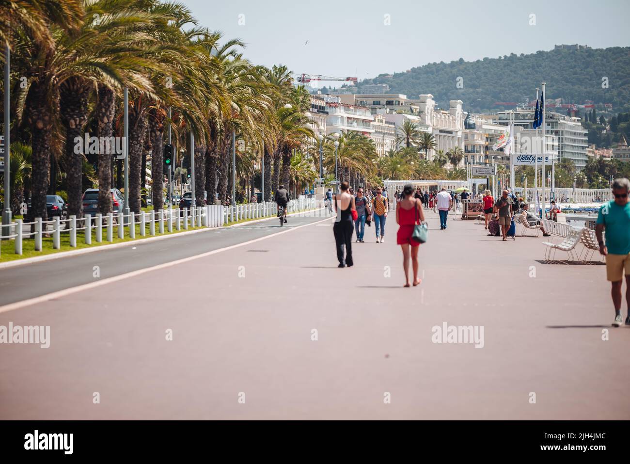 Nice, France-June 2022: life along the famous Promenade des Anglais ...