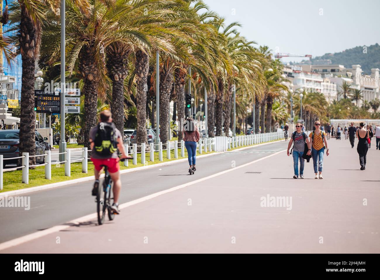 Nice, France-June 2022: life along the famous Promenade des Anglais ...