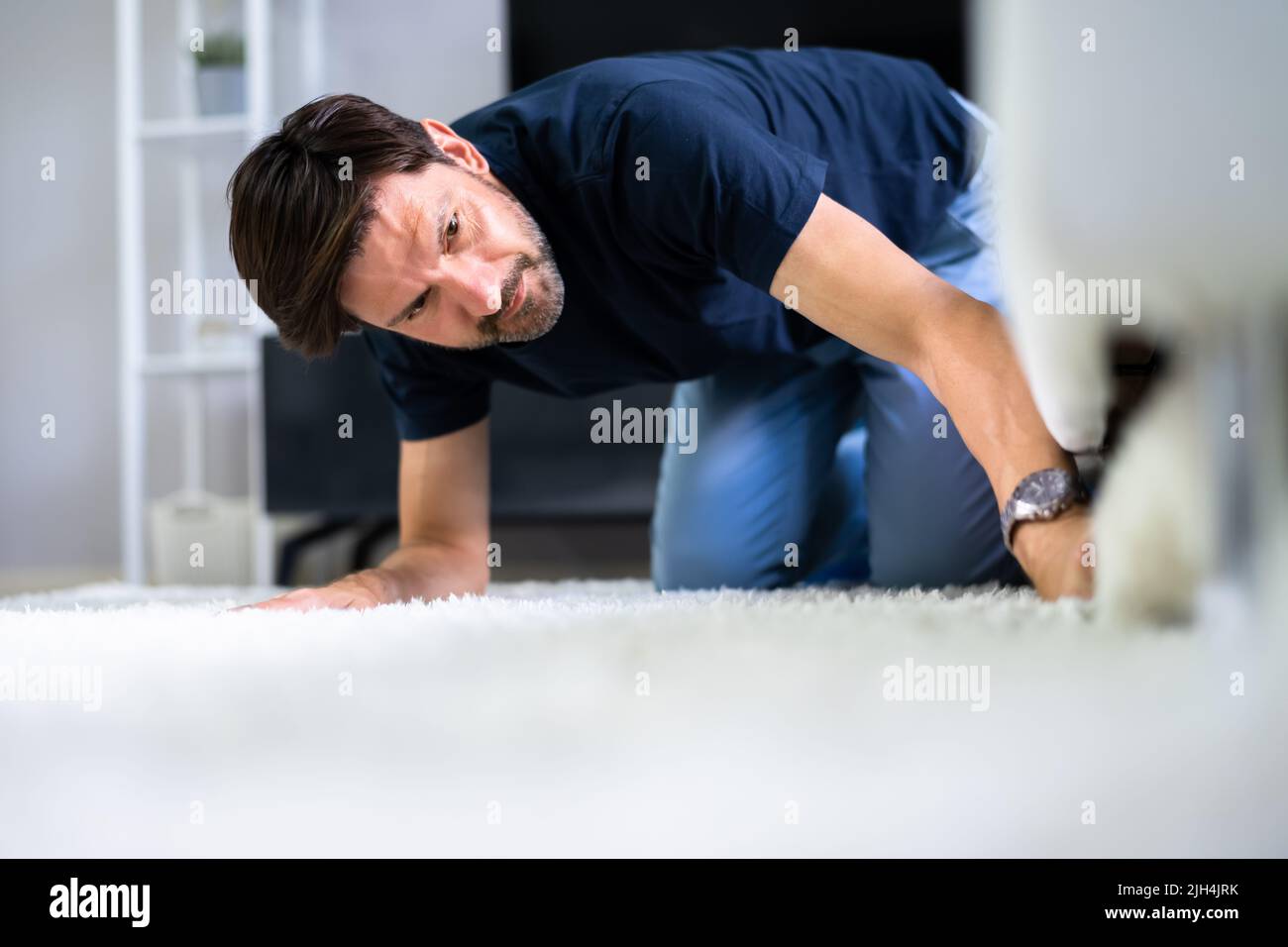 Lost Something Looking For Things. Searching Keys Stock Photo - Alamy