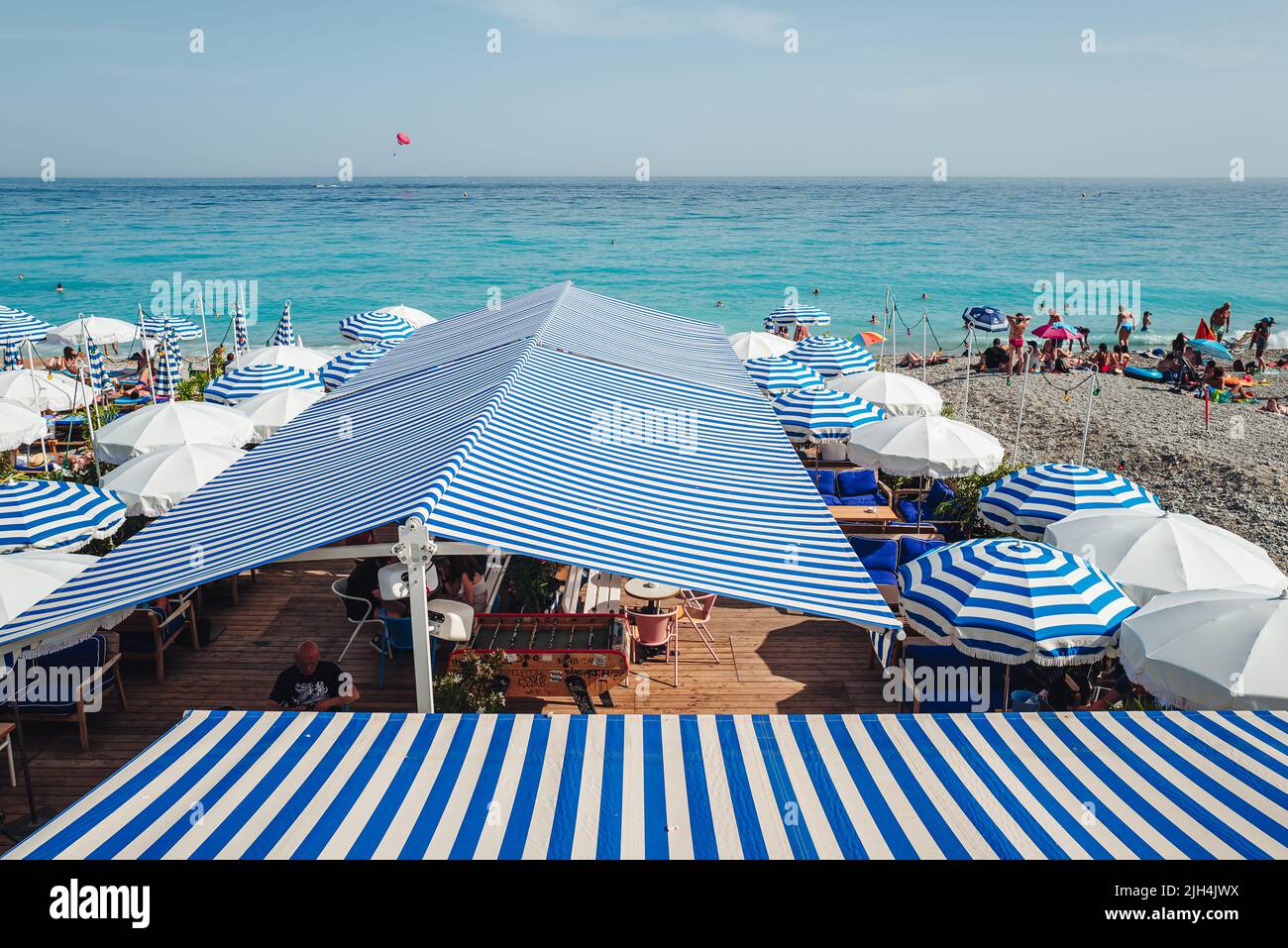 Nice, France-June 2022: life by The beautiful stone beach Stock Photo ...