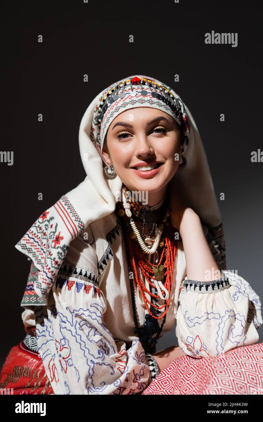Happy ukrainian woman in traditional hi-res stock photography and ...