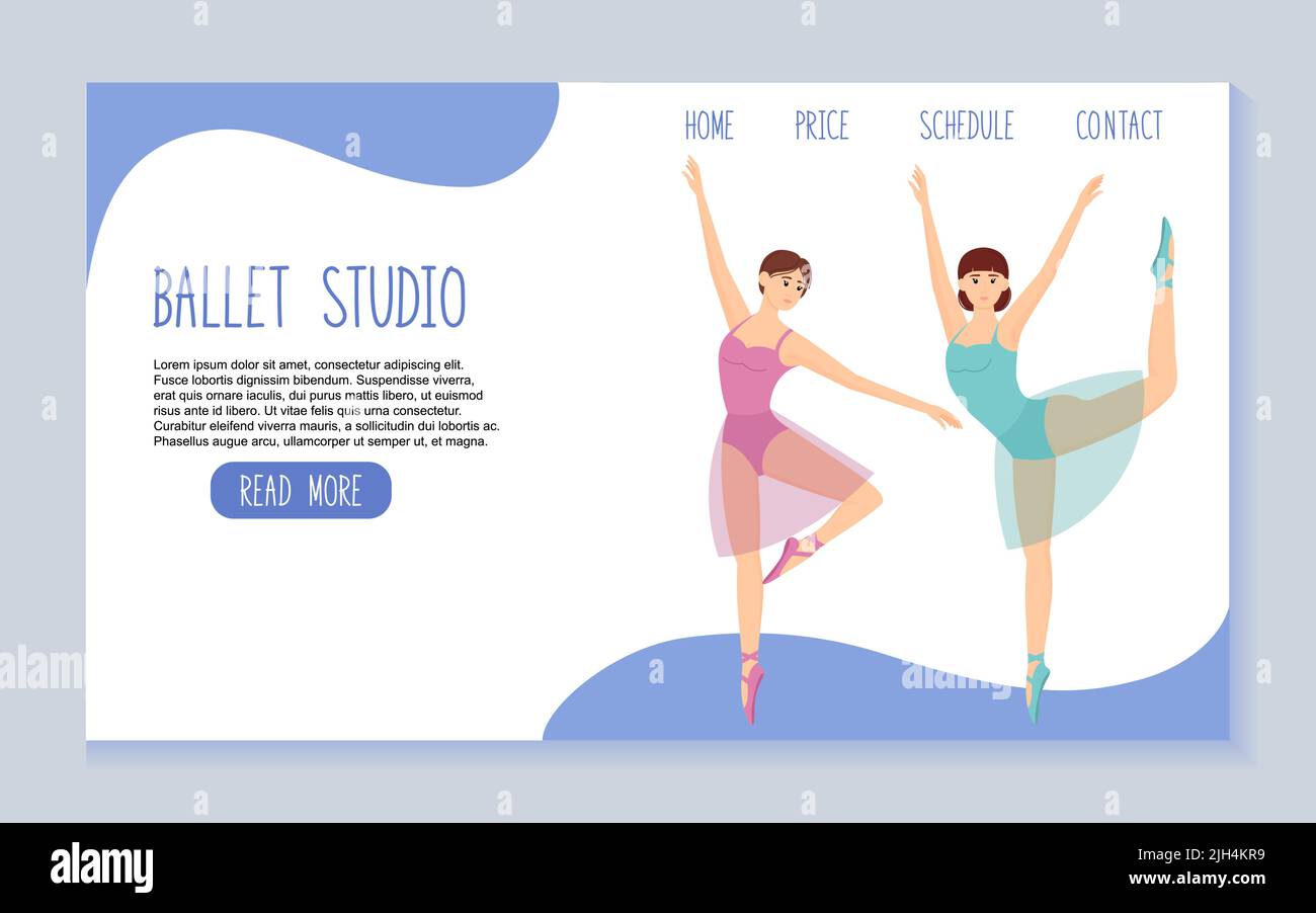 Ballet studio landing page template. Dance school, vector illustration ...