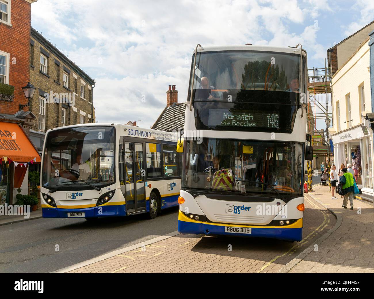 Double-decker and single-deckers Border Bus buses in town centre ...