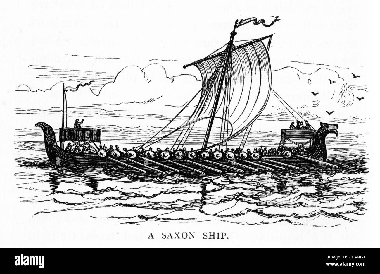 Engraving of a saxon ship Stock Photo - Alamy