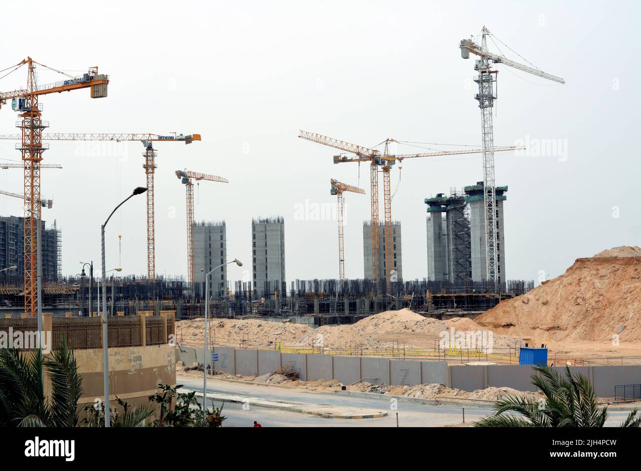 Construction site of new buildings in Egypt, Zed city Sheikh Zayed city ...