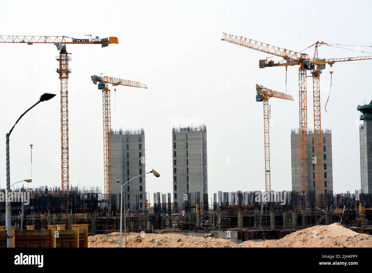 Construction site of new buildings in Egypt, Zed city Sheikh Zayed city ...