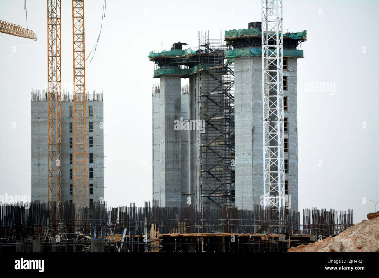 Construction site of new buildings in Egypt, Zed city Sheikh Zayed city ...