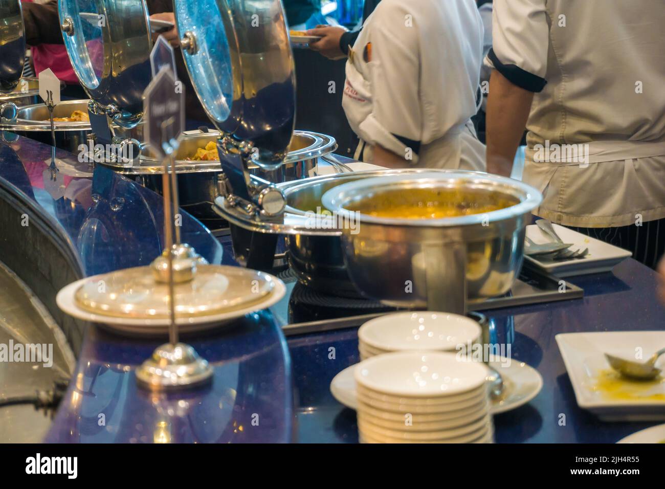 People hand grab buffet food seminar in hotel food and drink business ...