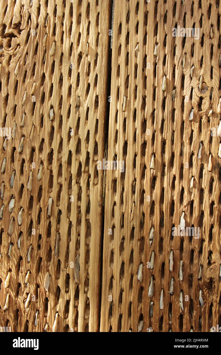 Threshing board of aged wood and stones texture Stock Photo - Alamy