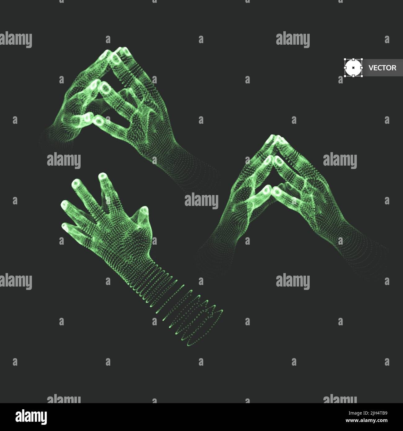 Two human hands. Connection structure. Business concept. 3D vector ...