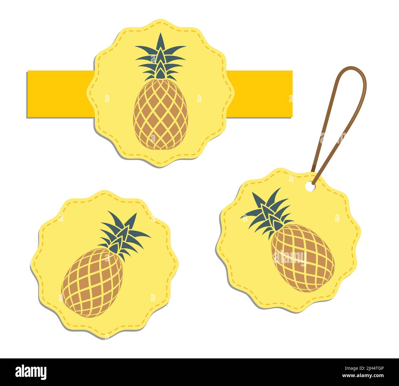 Pineapple sticker for fresh pineapple or juice packaging. Canned ...