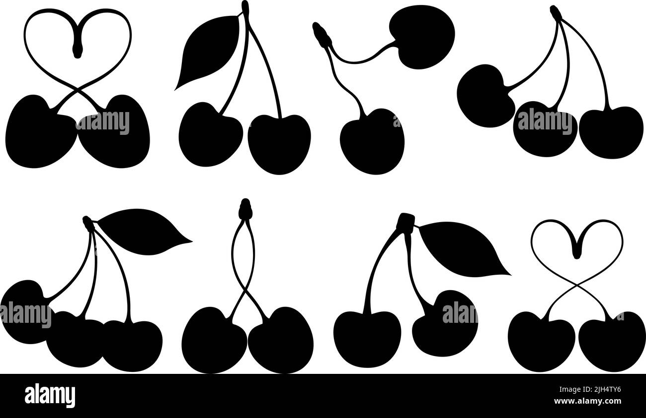 Set of different cherries isolated on white Stock Vector Image & Art ...