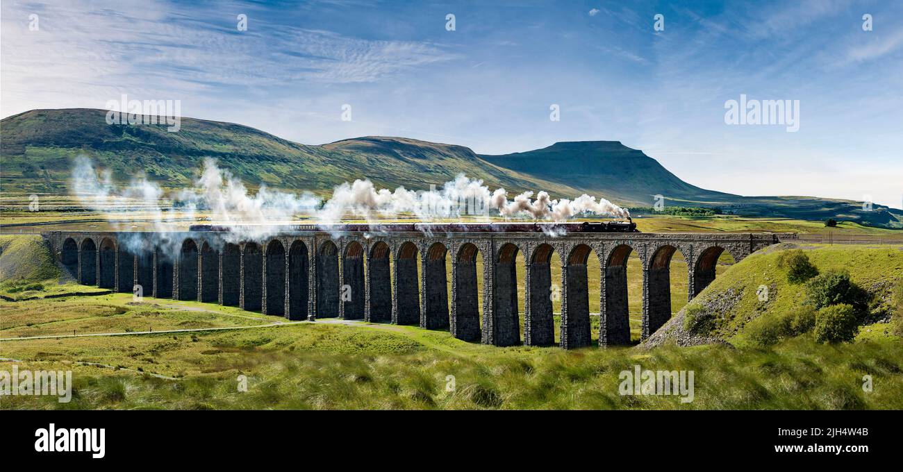 The Ribblehead Viaduct or Batty Moss Viaduct carries the Settle ...