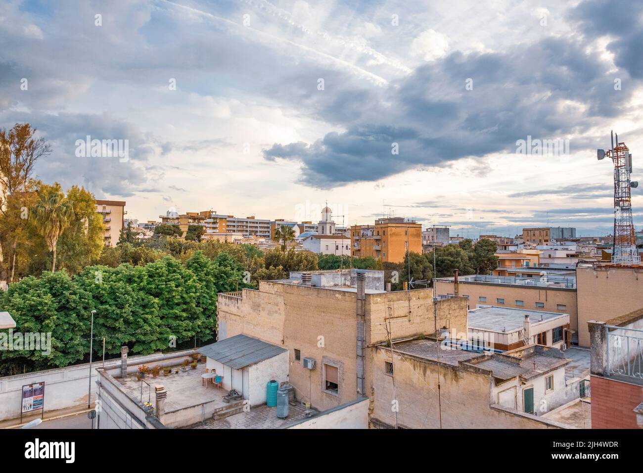 Panoramic view of typical puglia town from top of hill. Canosa DP ...
