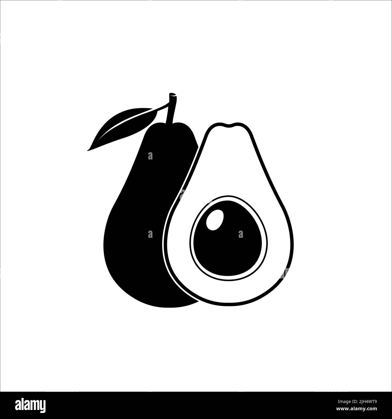 Avocado icon black. Avocado fruit whole and half. Logotype. Vector ...
