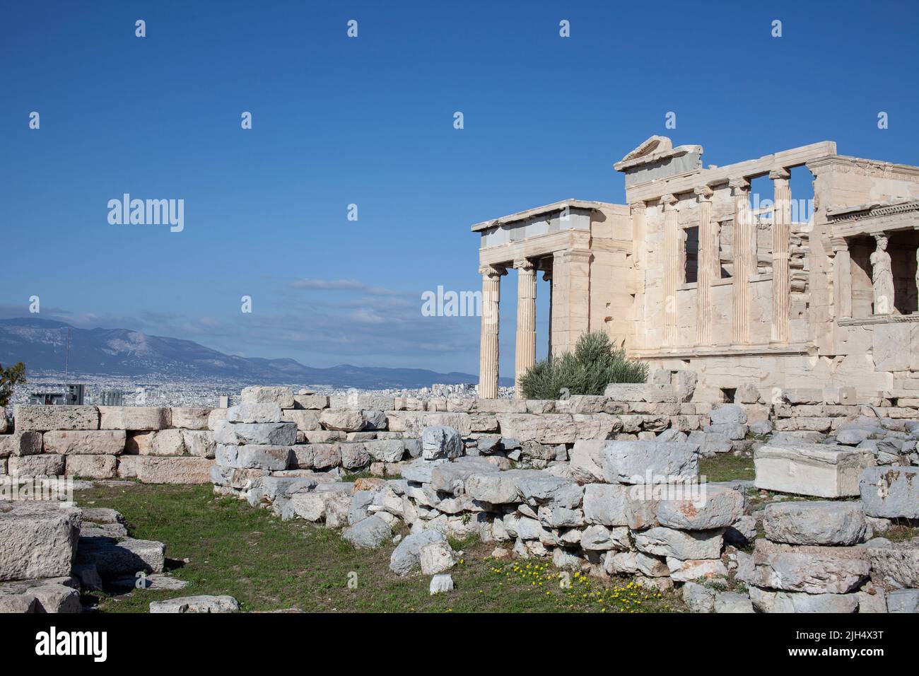 view on parthenone athens from small real parts, reconstruction in ...