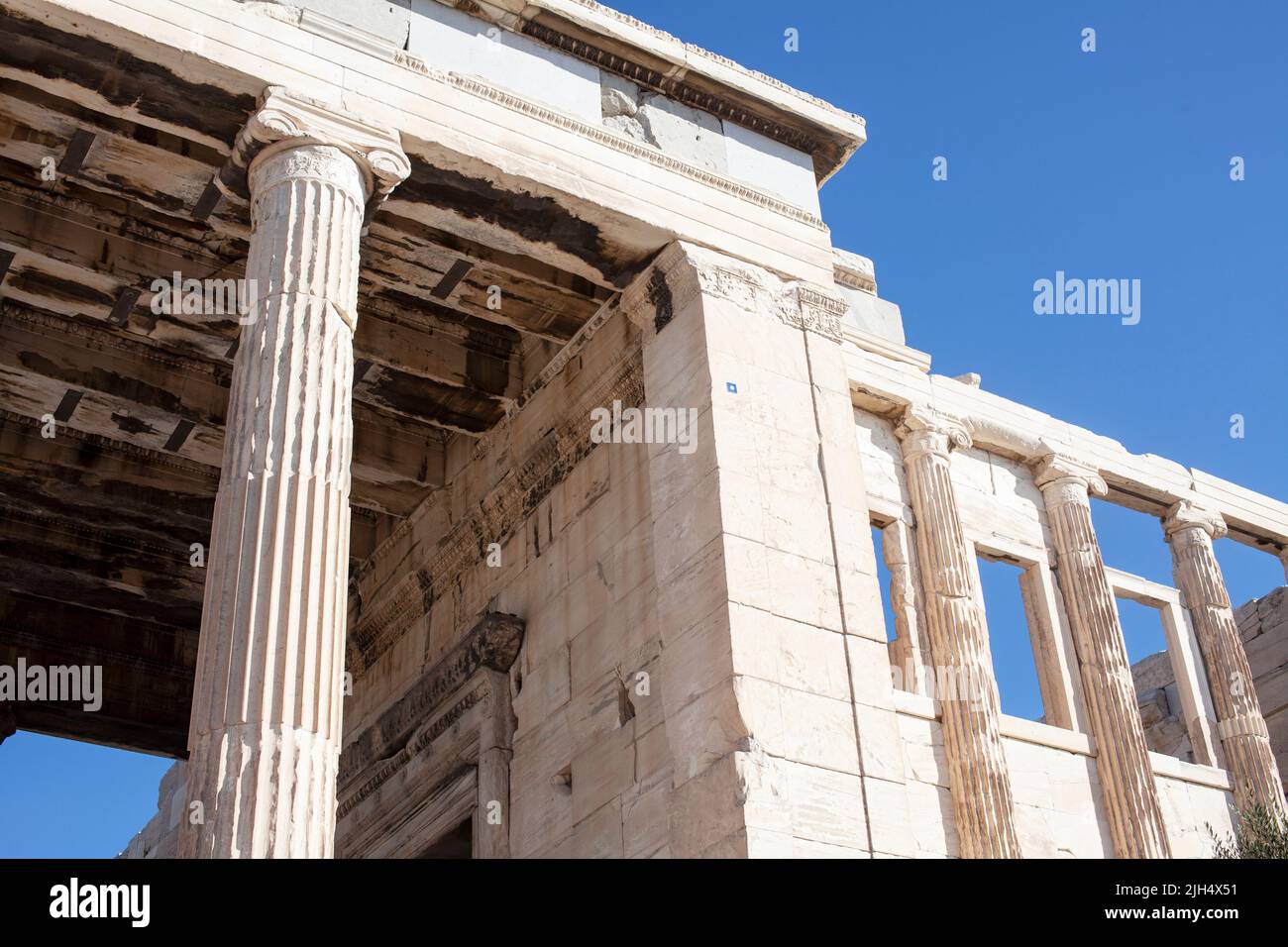 view on parthenone athens from small real parts, reconstruction in process Stock Photo - Alamy